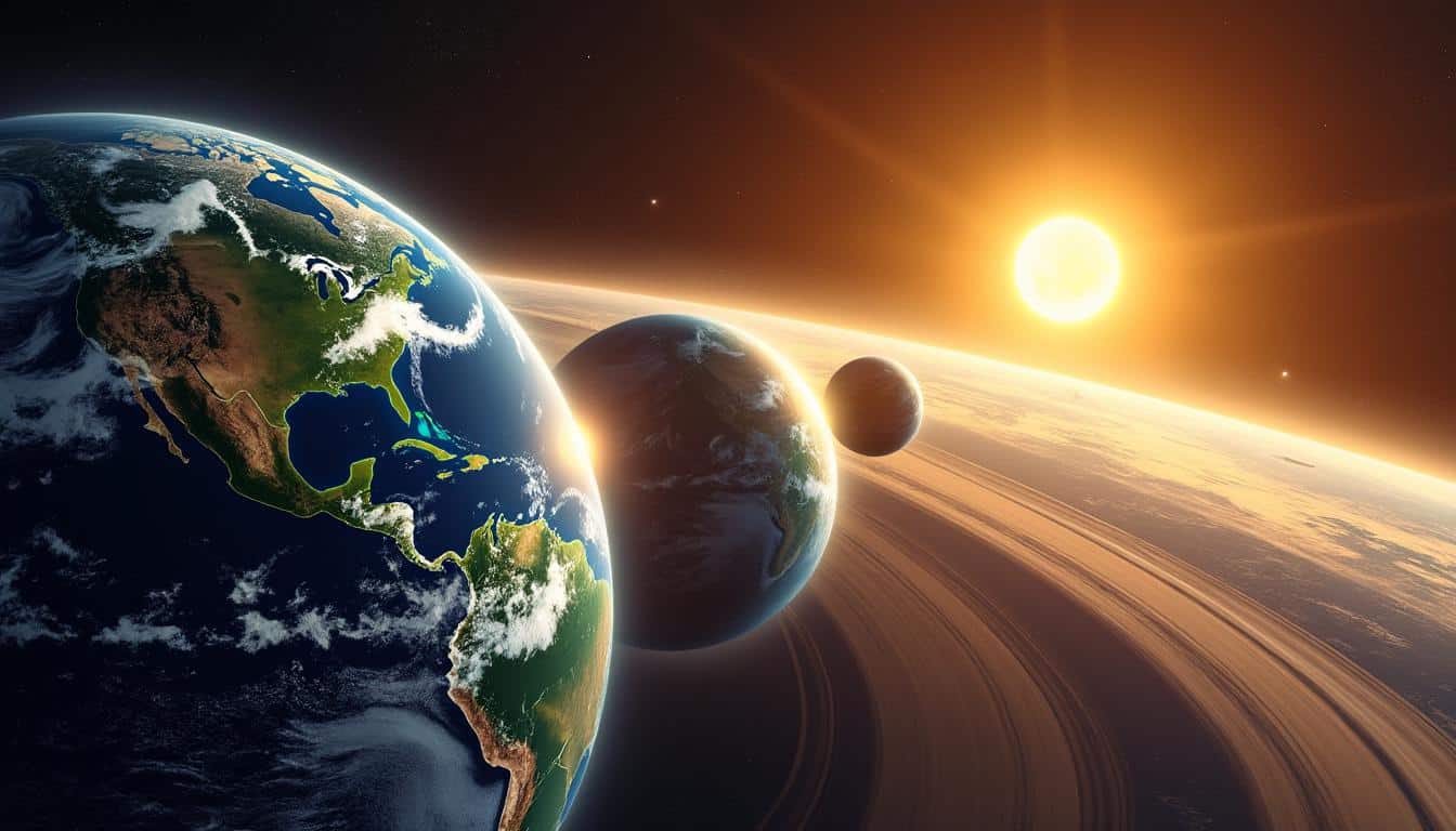 Ontdekking van een verrassend zonnestelsel met 3 Aardes en 2 Zonnen